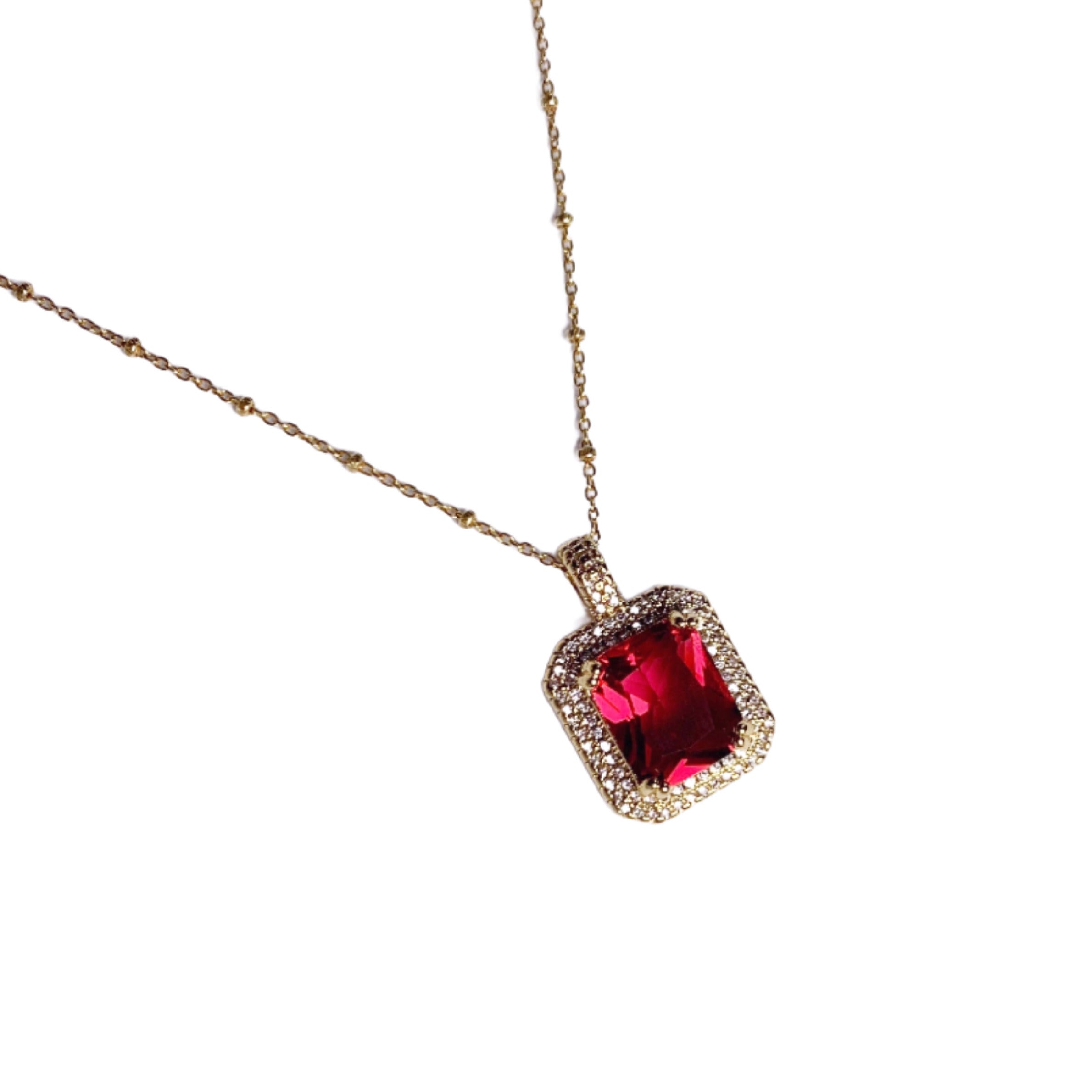 Ruby Hidden Gem Pave Necklace 22