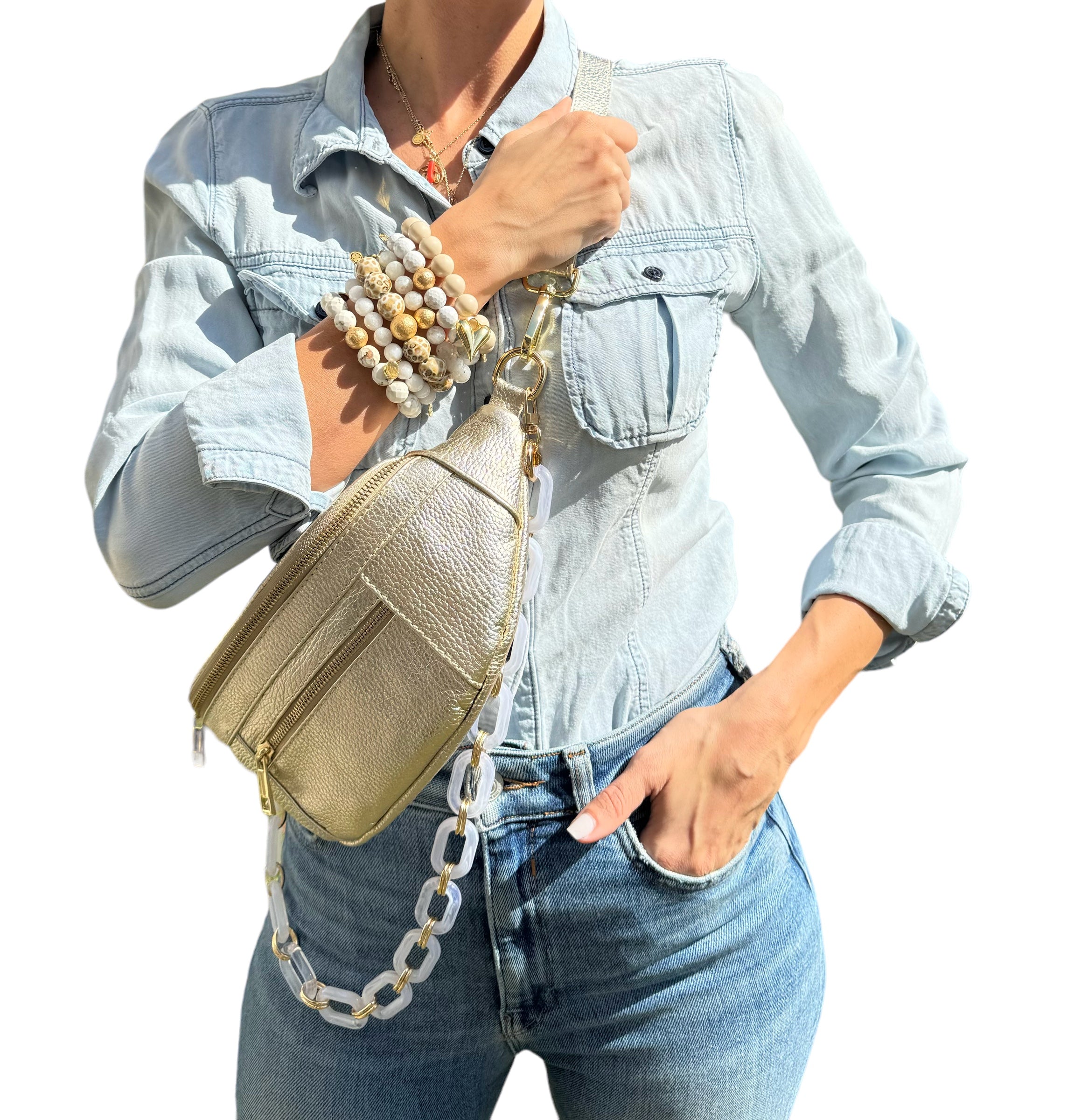 Bridget Gold Leather Crossbody Bag – Oriana Lamarca Designs