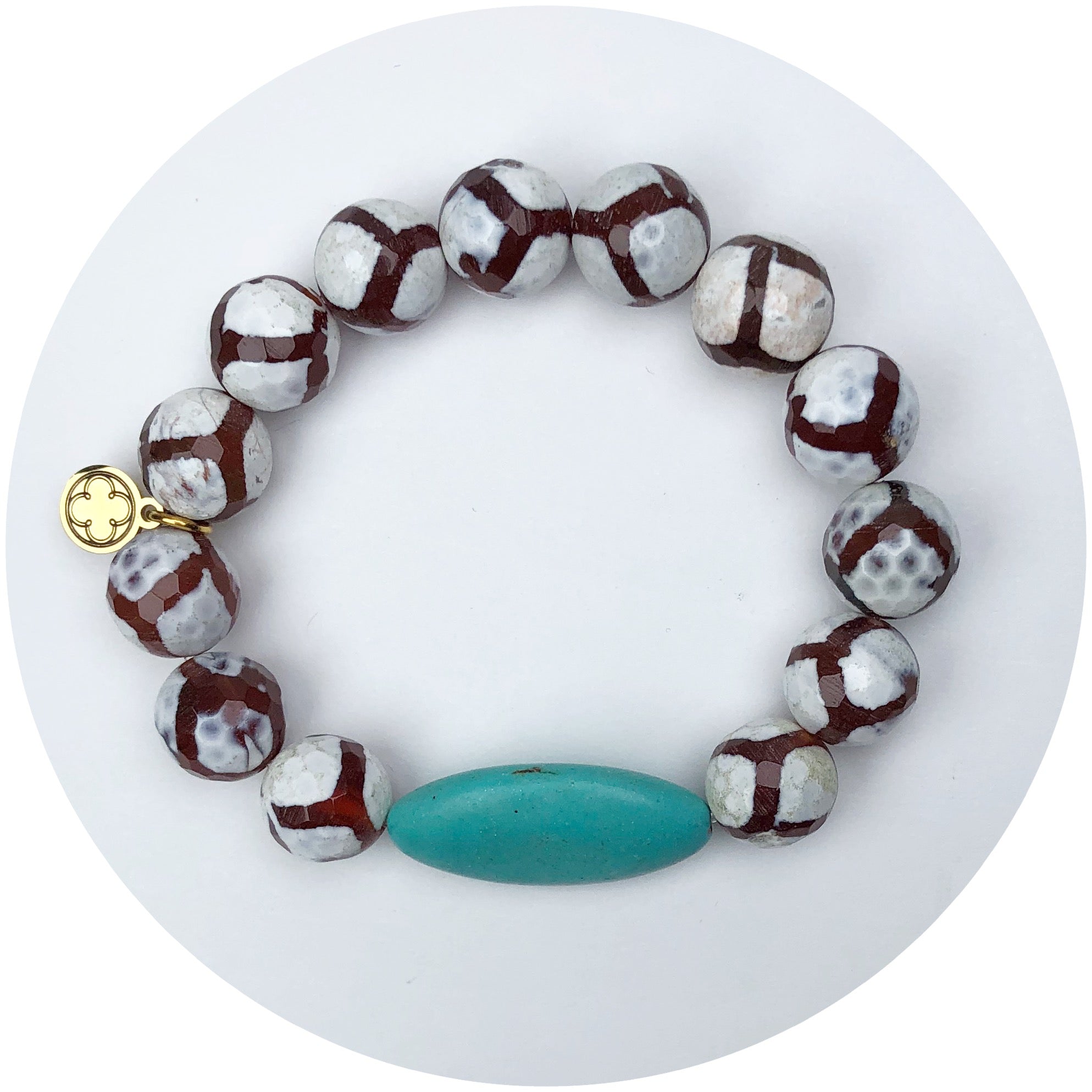 Dark Red Hex Agate with Turquoise Stone Accent – Oriana Lamarca Designs