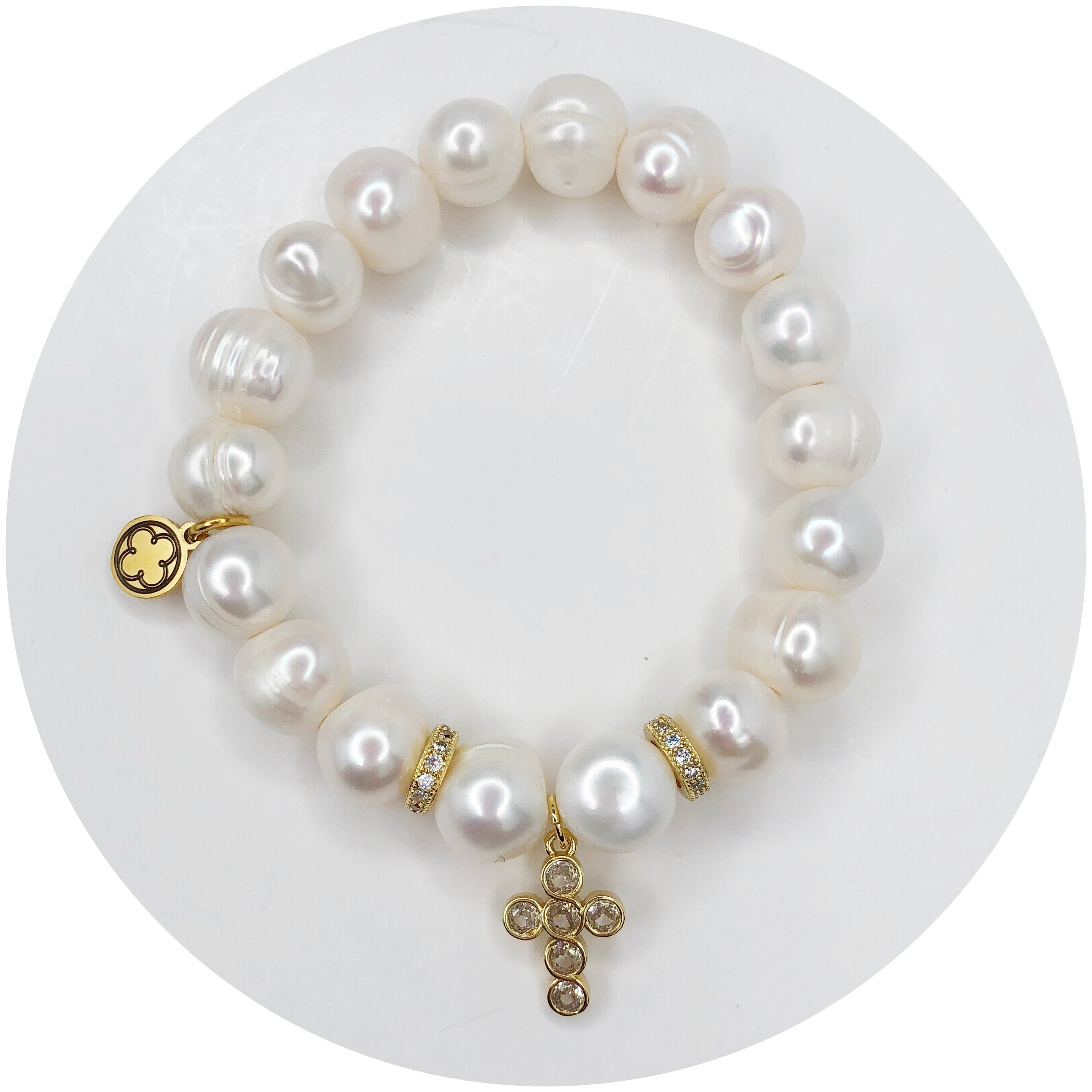 Freshwater Pearls with Pavé Bubble Cross Pendant – Oriana Lamarca Designs