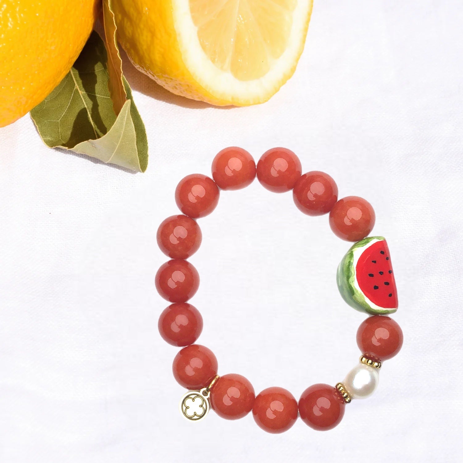 Fire Jade with Handpainted Ceramic Watermelon – Oriana Lamarca Designs