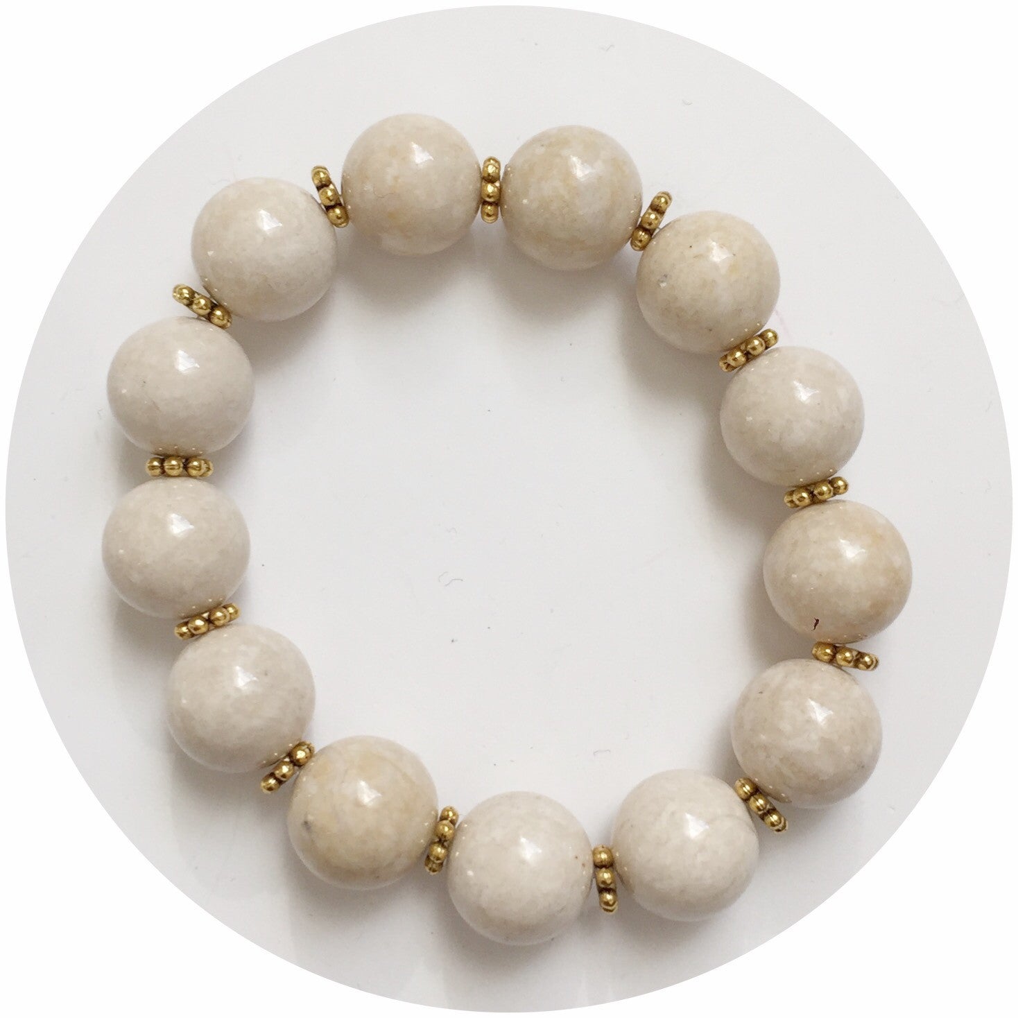 Beige Riverstone with Gold Daisies – Oriana Lamarca Designs
