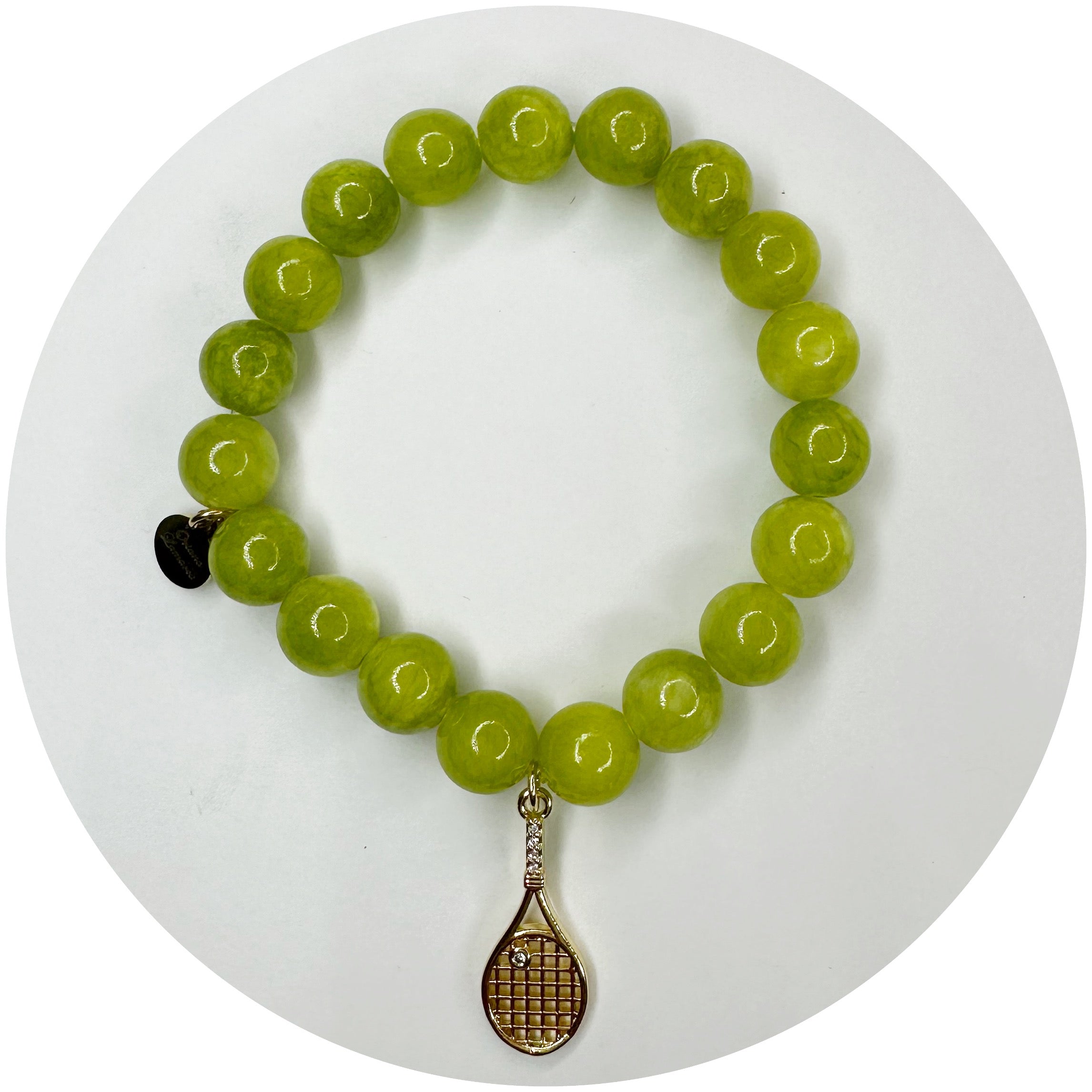 Lime Green Jade with Gold Pavé Tennis Racket – Oriana Lamarca LLC