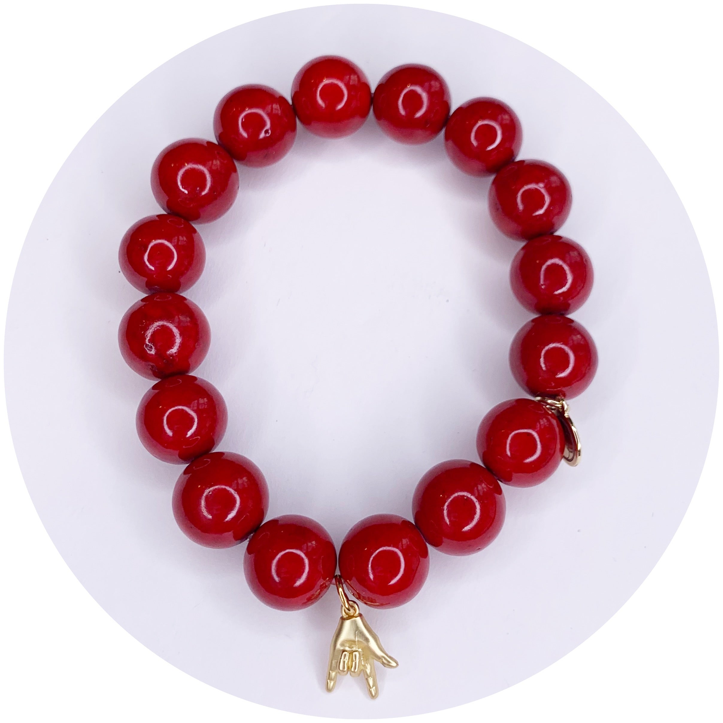 Red Howlite with Gold "Malocchio" Hand Pendant – Oriana Lamarca LLC