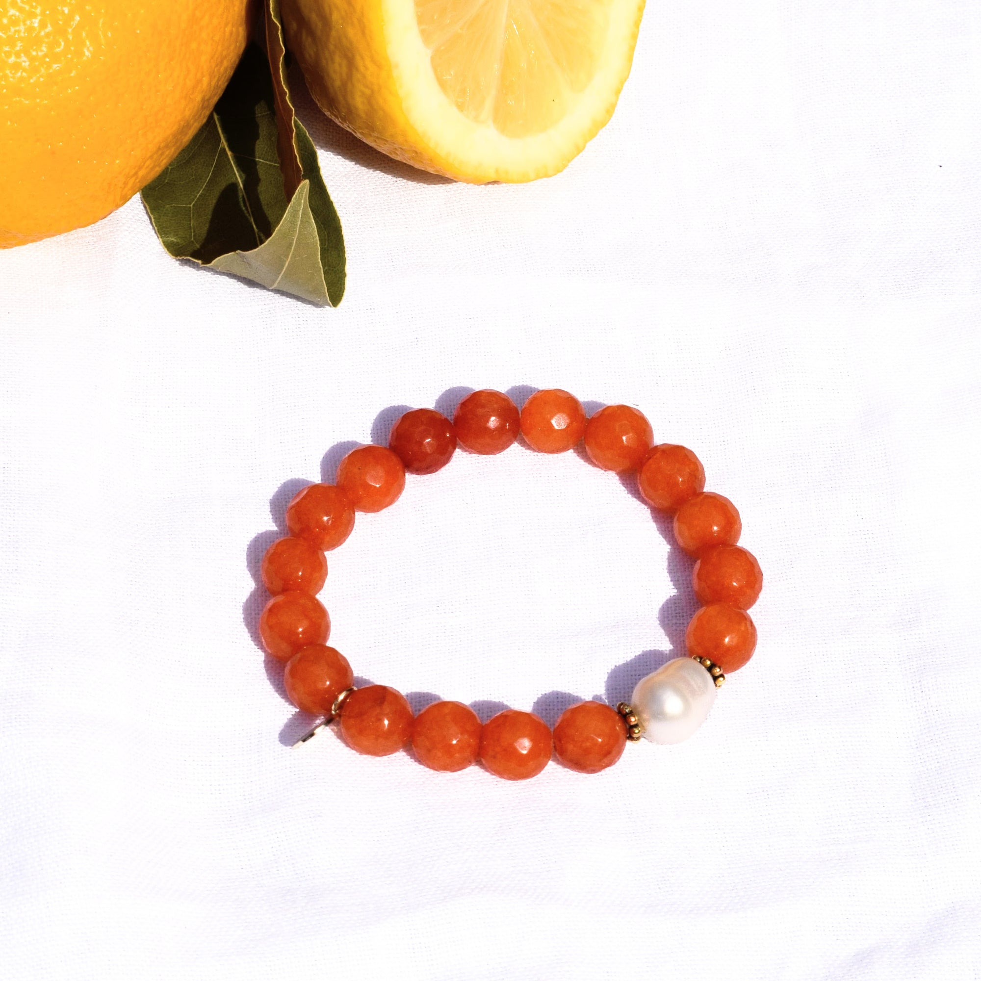 Orange Jade with Freshwater Pearl – Oriana Lamarca Designs
